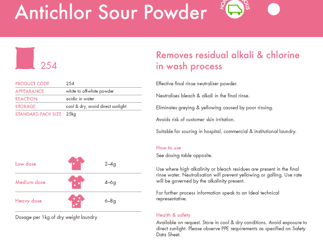 Sour Antichlor Powder 25kg | SPECIALIST LAUNDRY | Gellings Isle of Man