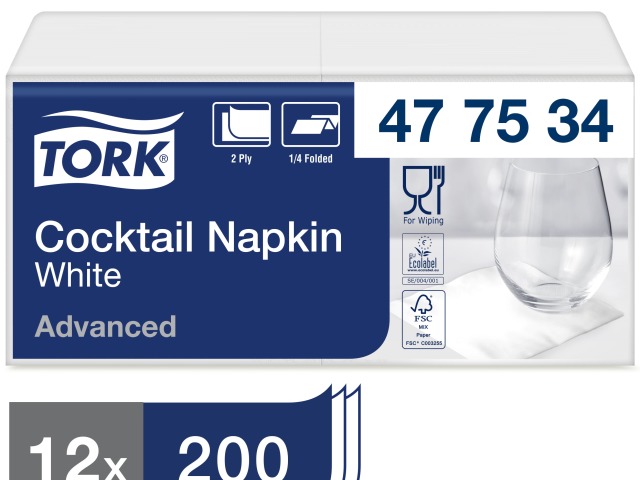 Tork White Cocktail Napkin | COCKTAIL NAPKINS | Gellings Isle of Man