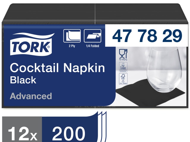 Tork Black Cocktail Napkin 1 x 200 | COCKTAIL NAPKINS | Gellings Isle ...
